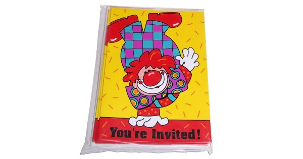 24-Pack Circus Clown Party Happy Birthday Invitations with Envelopes at ...